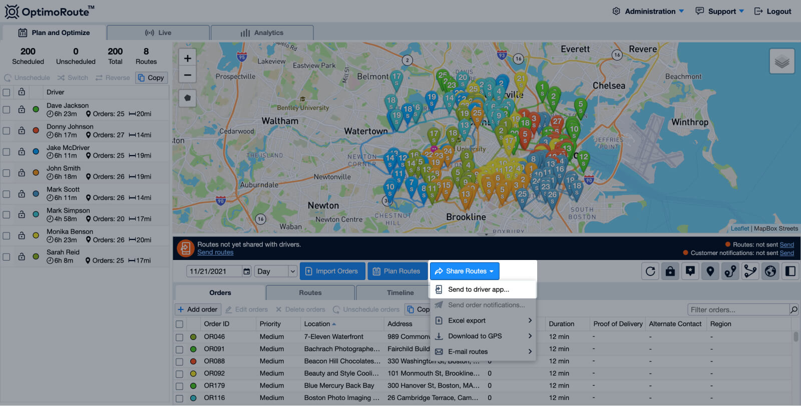 Send routes to the driver app – OptimoRoute Help Center
